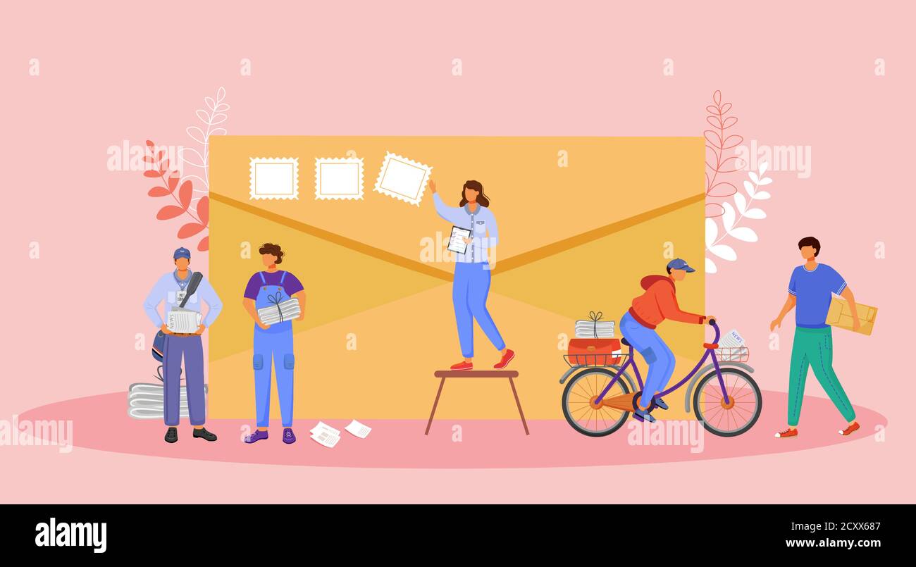 Post office workers flat color vector illustration Stock Vector Image ...