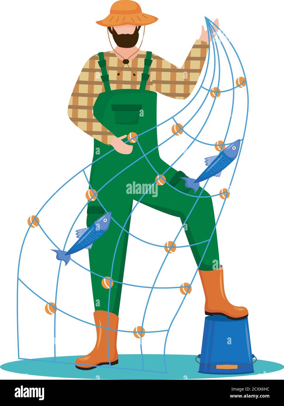 Fisherman flat vector illustration Stock Vector Image & Art - Alamy
