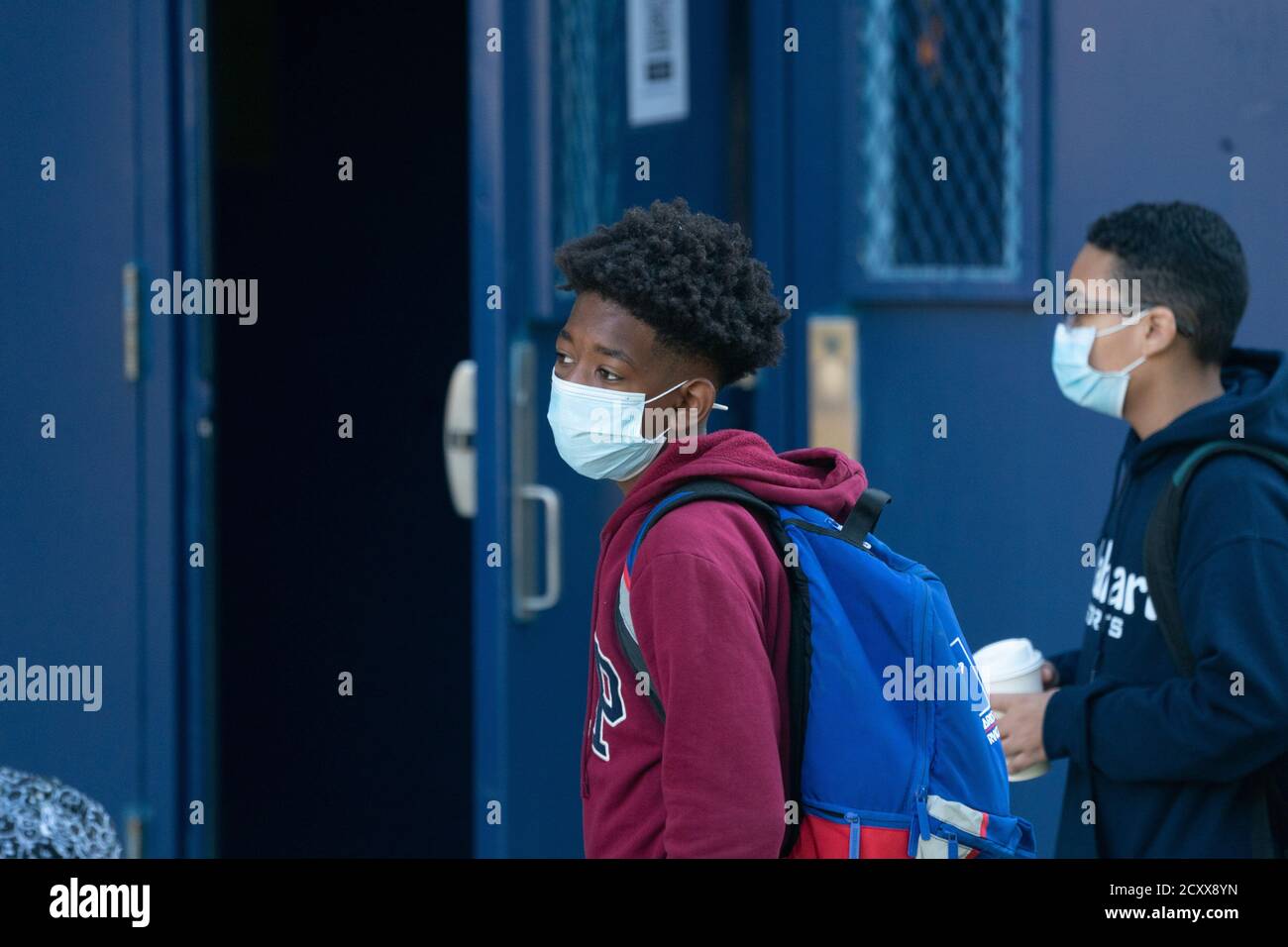 New York, New York, USA. 1st Oct, 2020. Students arrive to the Bronx ...