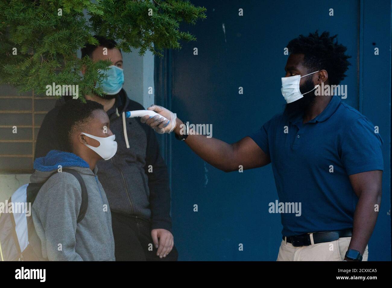 New York, New York, USA. 1st Oct, 2020. Students have their temperature ...