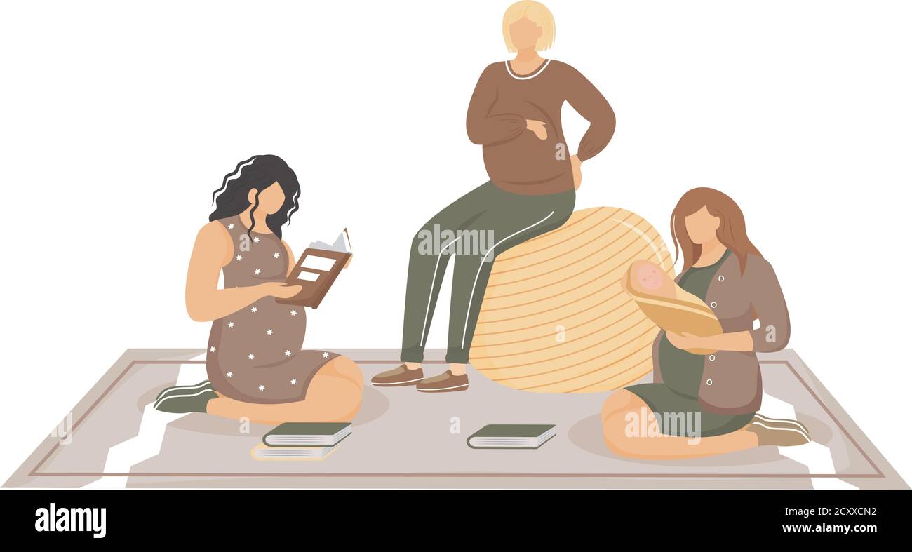 Courses for pregnant and young mothers flat vector illustration Stock ...
