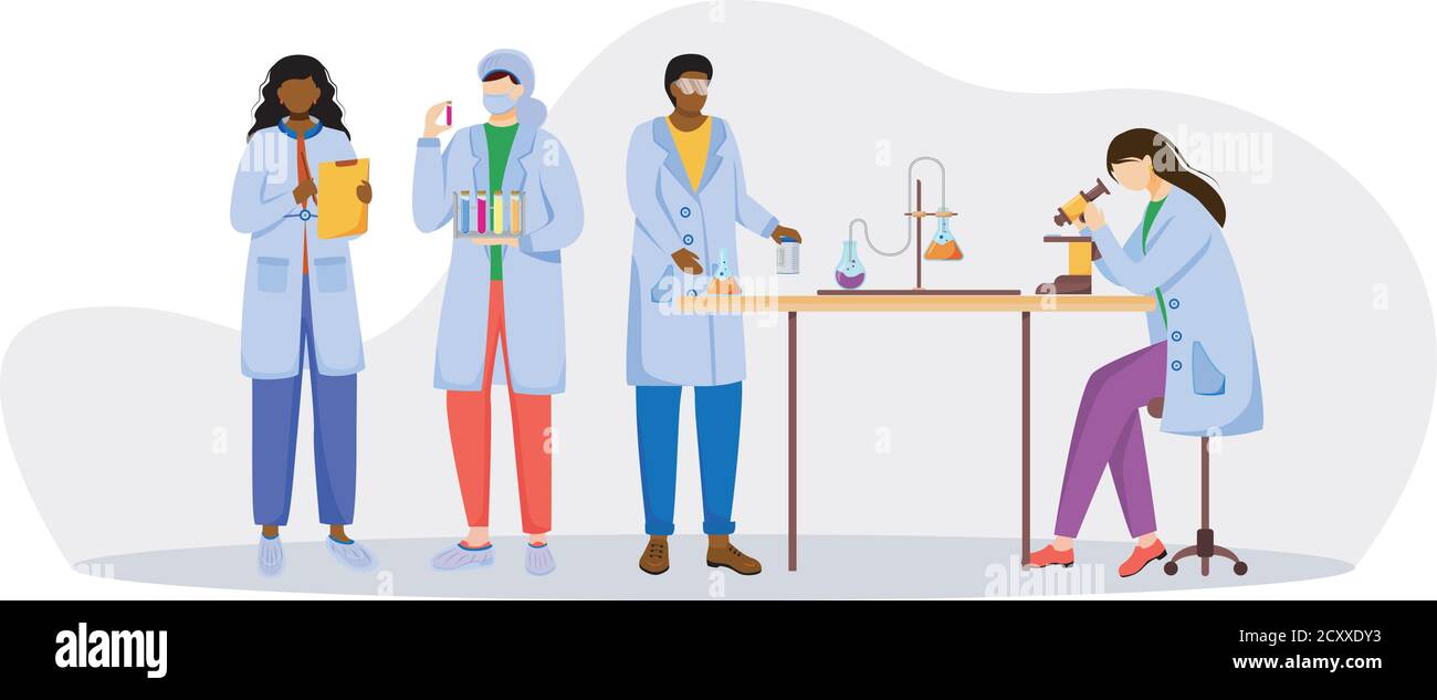 Scientists in lab coats flat vector illustration Stock Vector Image ...
