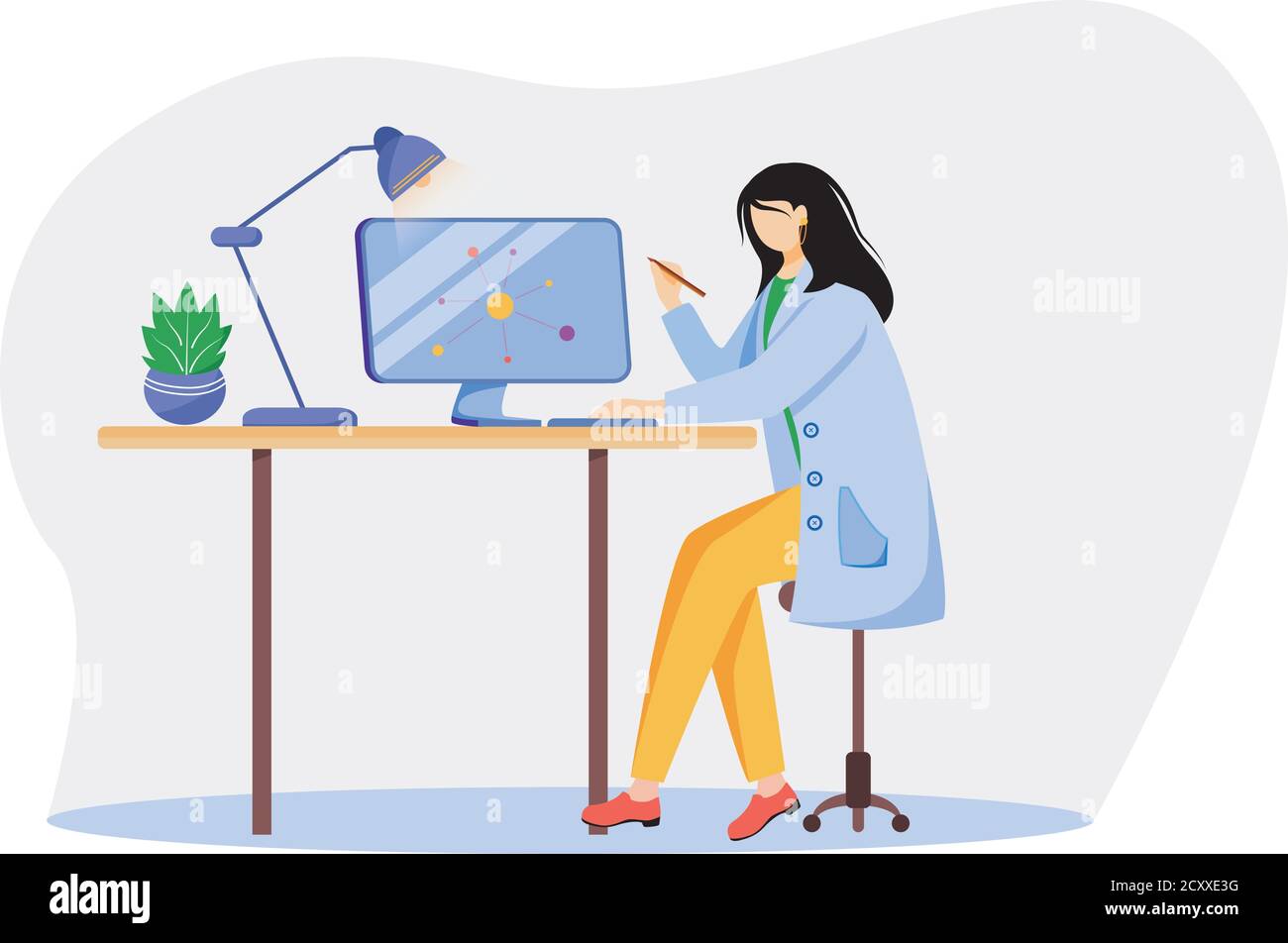 Scientist working computer lab Stock Vector Images - Alamy