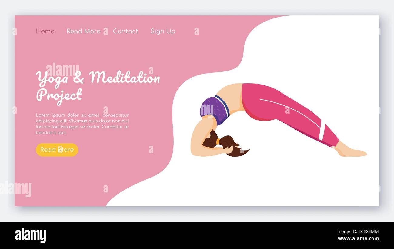 Yoga and meditation project landing page vector template Stock Vector ...