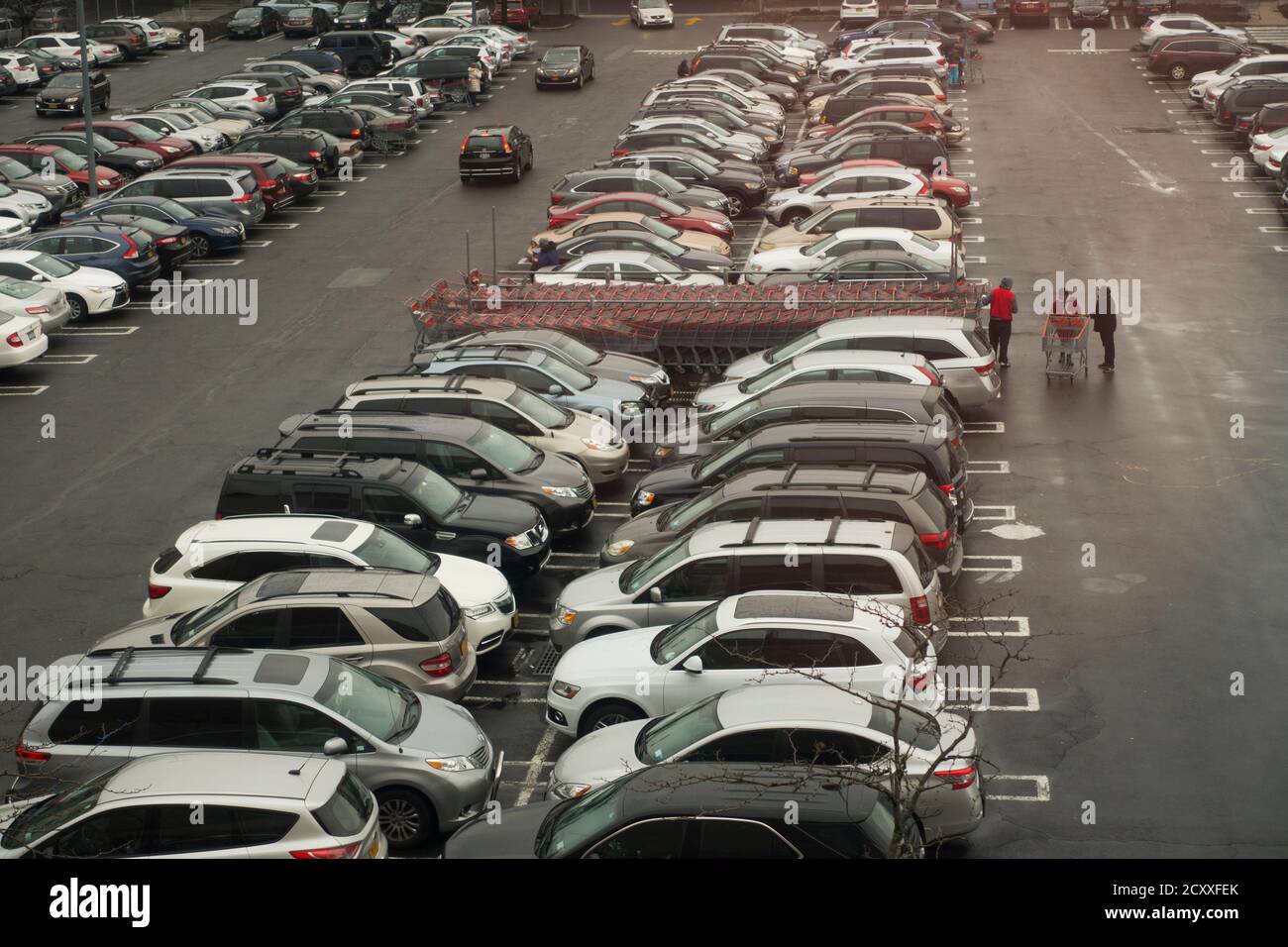 Crowded Grocery Store Parking Lot