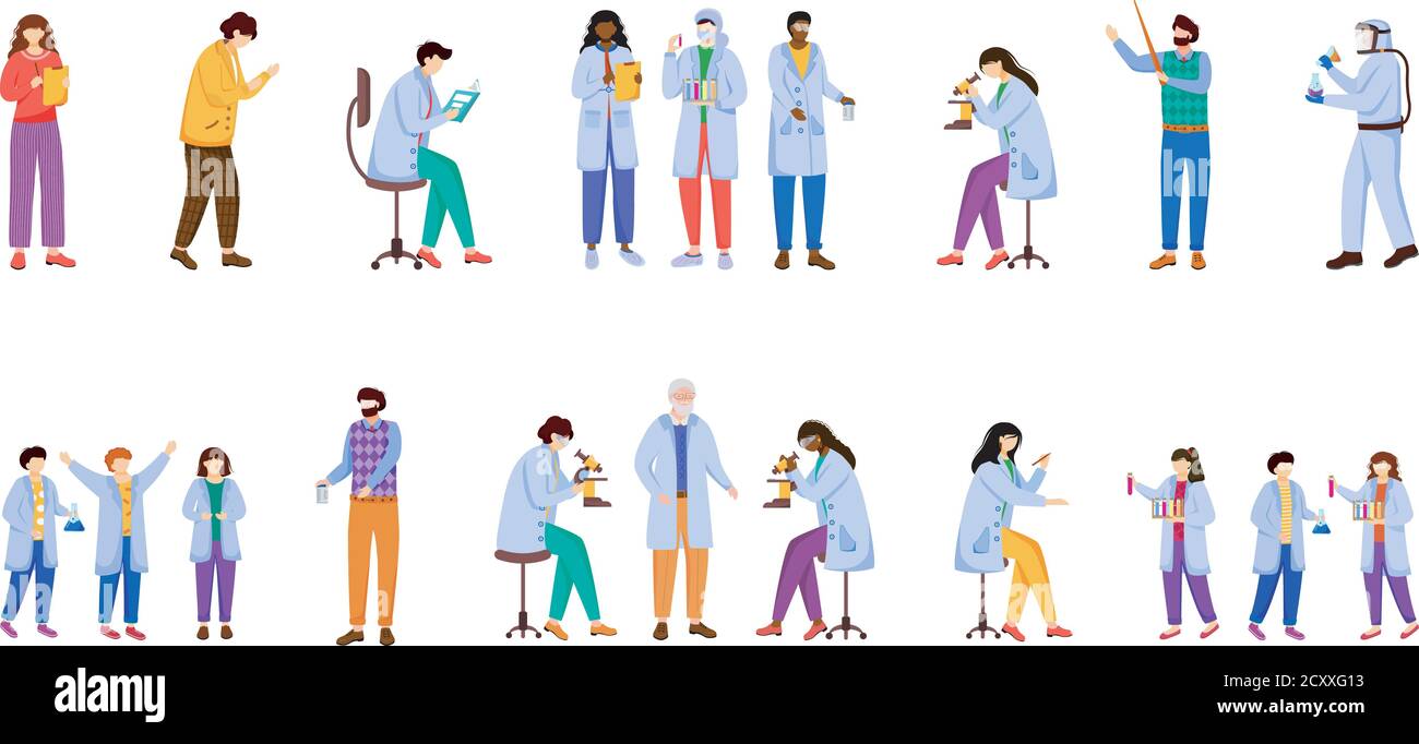 Scientific experiments flat vector illustration set Stock Vector Image ...