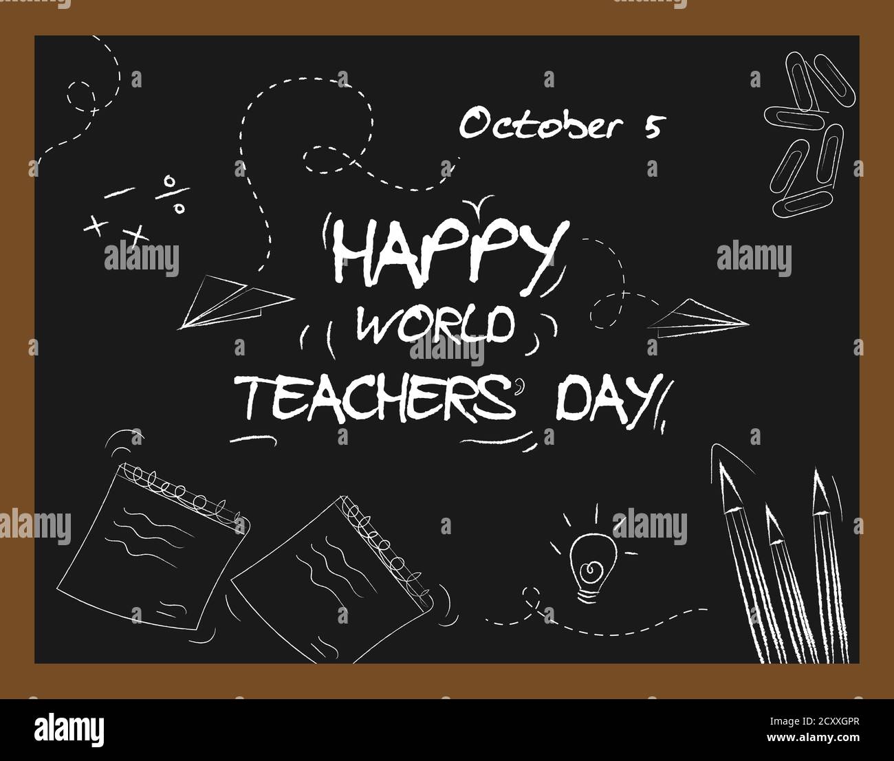 Happy World Teachers Day, 4 October, poster with doodle art on ...