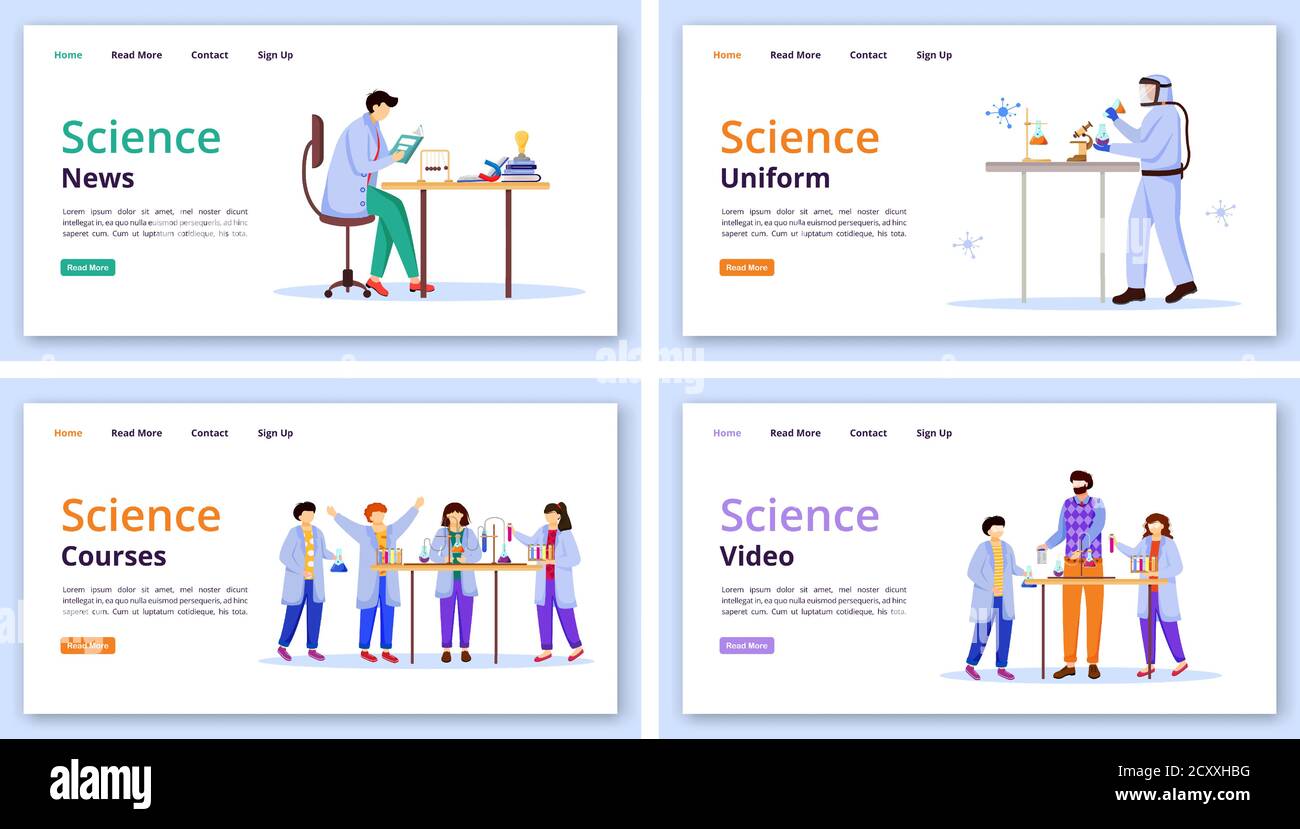 Science services landing page vector template set Stock Vector Image ...
