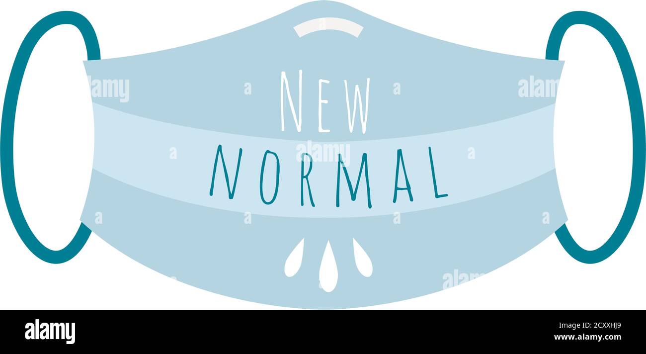 mouth mask with new normal lettering design over white background, flat ...
