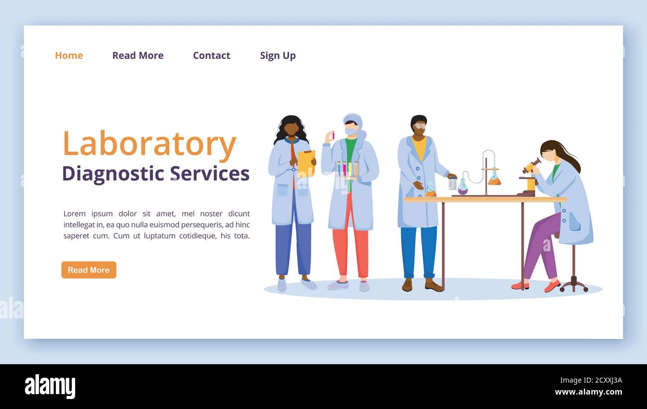 Laboratory diagnostic services landing page vector template Stock ...