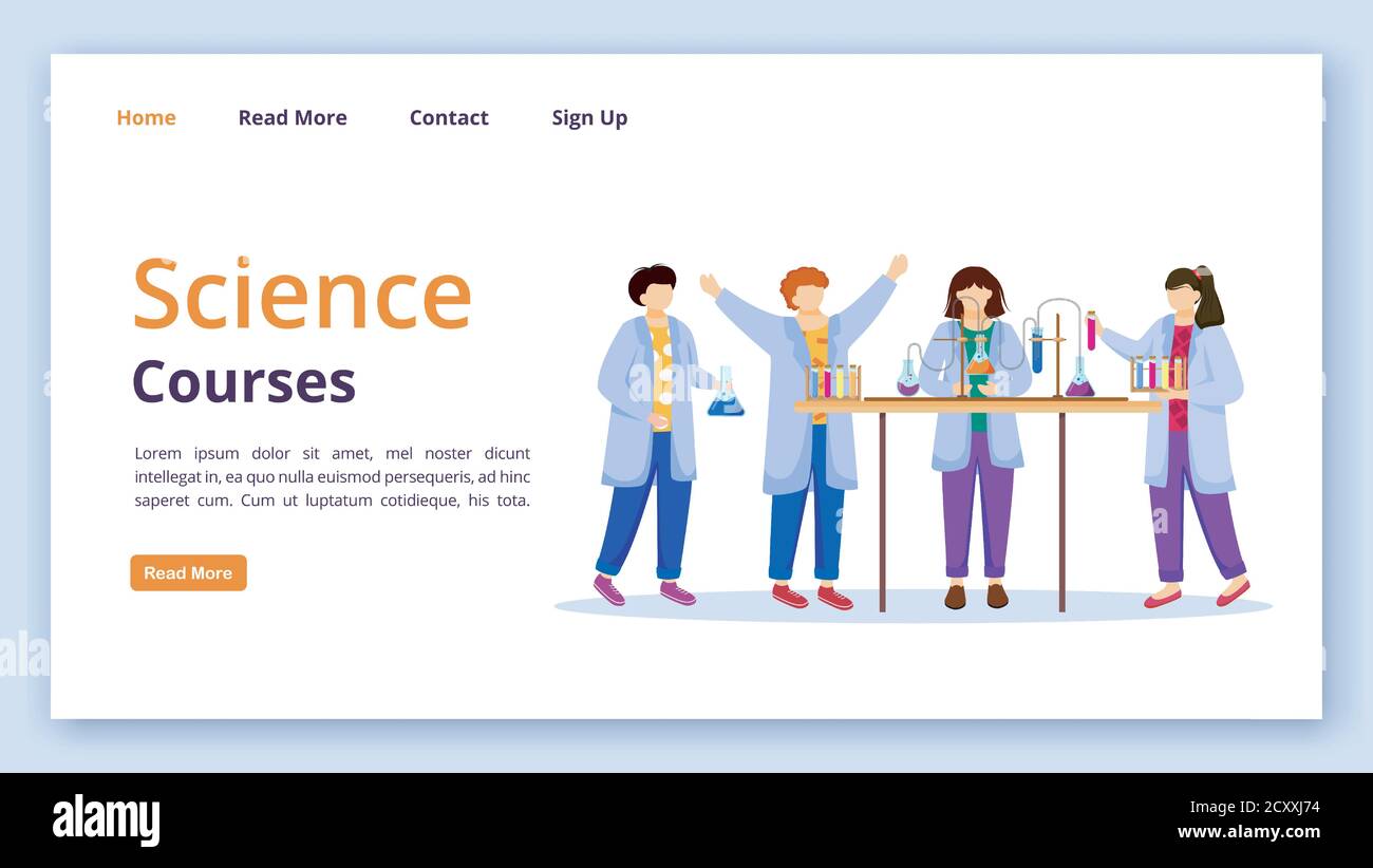 Science courses landing page vector template Stock Vector Image & Art ...