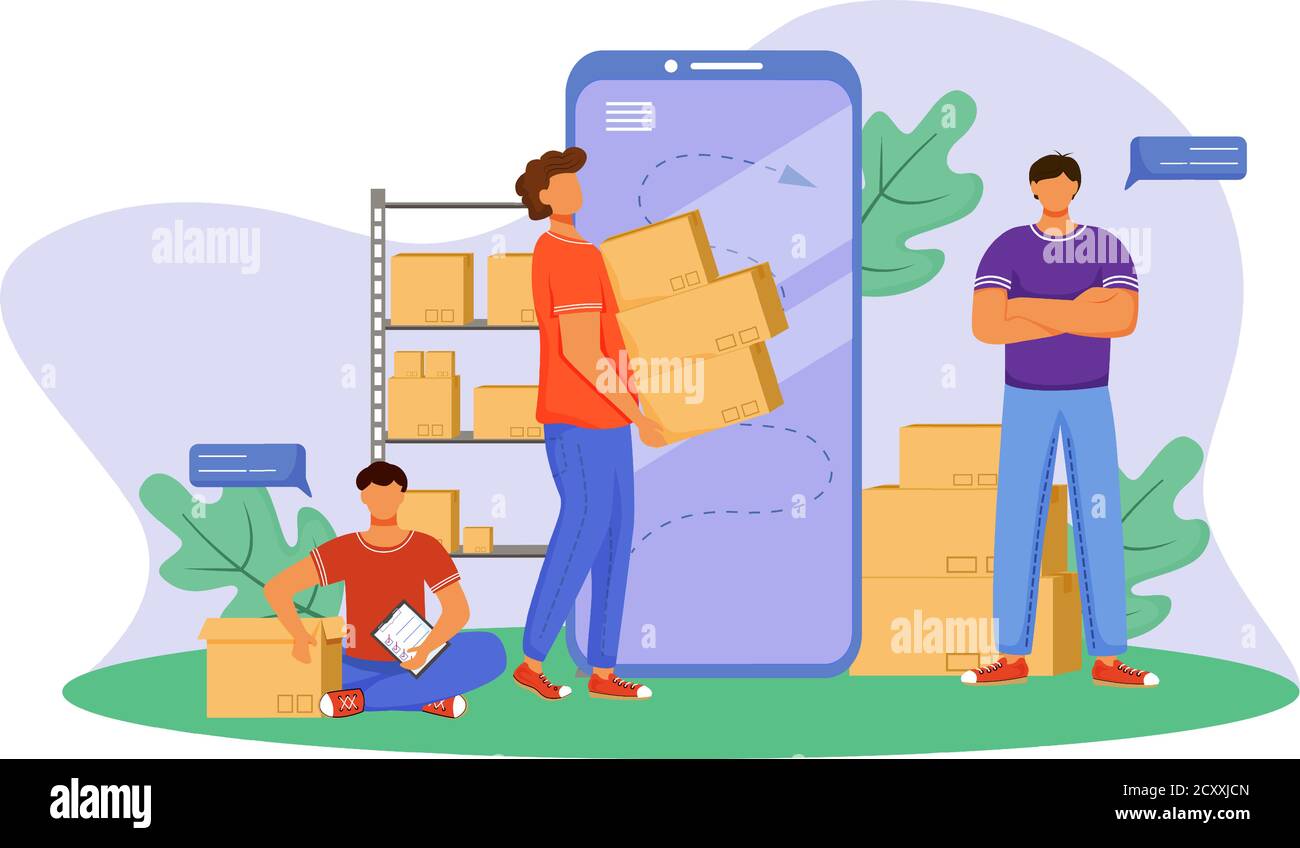 Tracking package flat color vector illustration Stock Vector Image ...