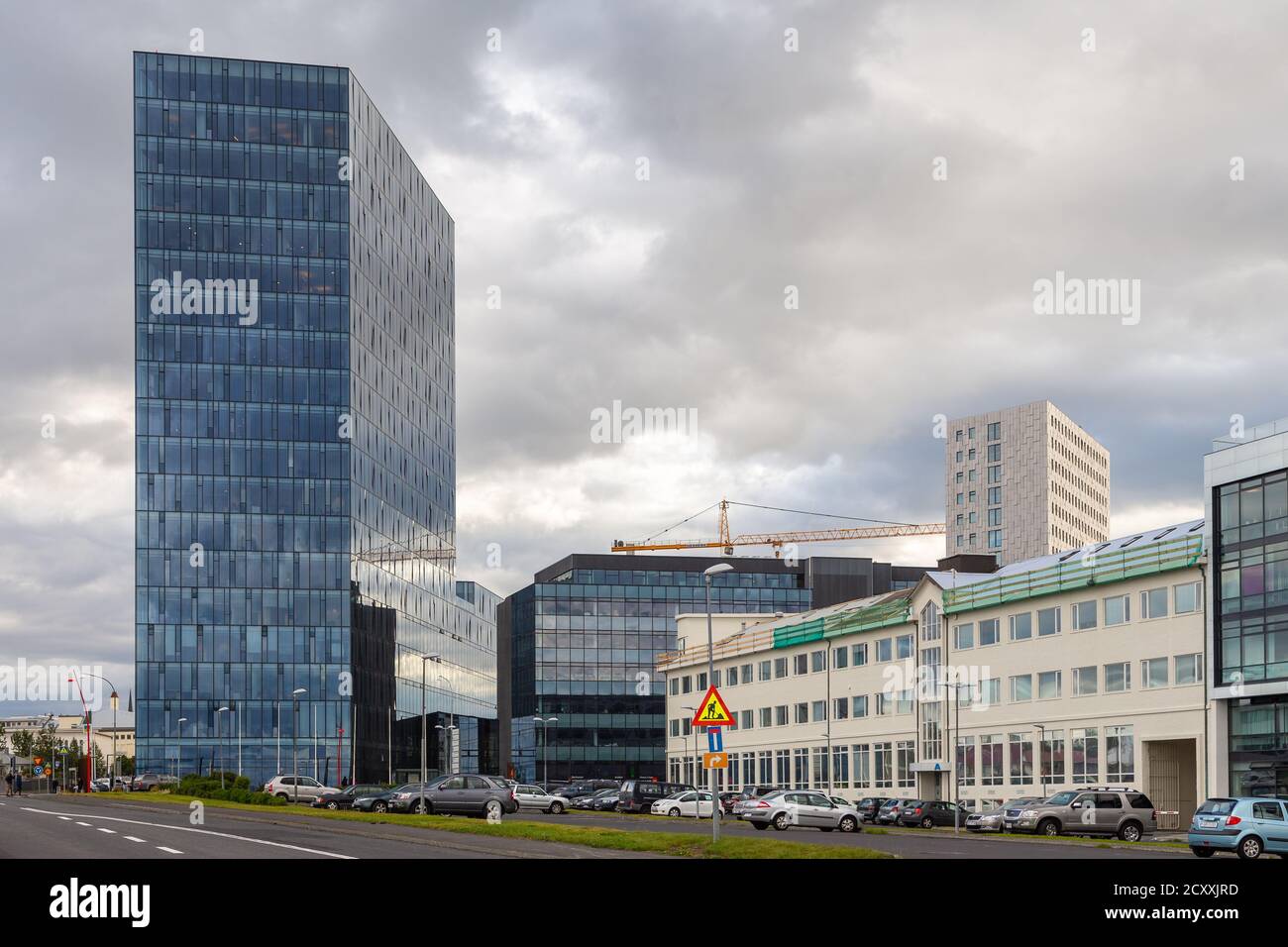 Reykjavik, Iceland- 27 August 2015: Modern buildings in capital city at ...