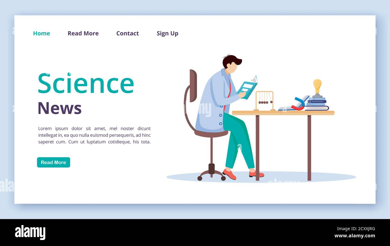 Science news landing page vector template Stock Vector Image & Art - Alamy