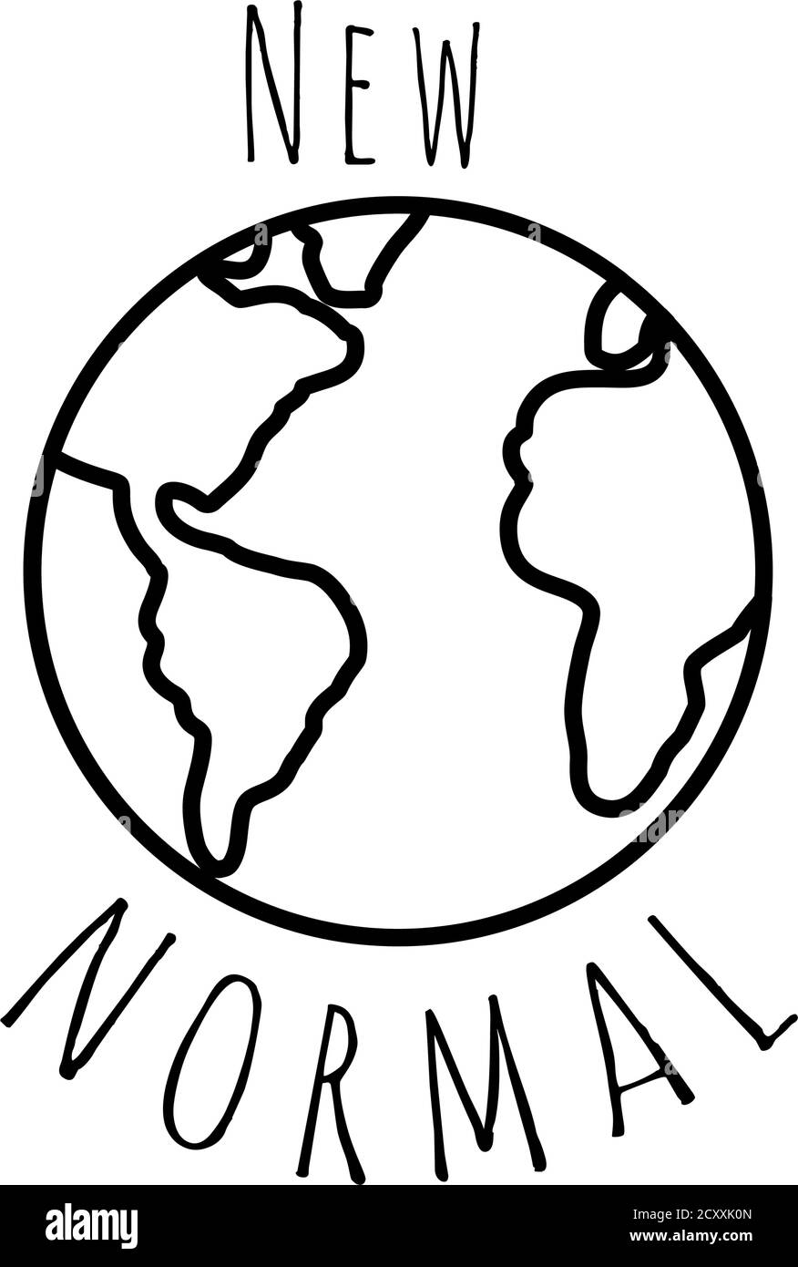 new normal design with earth planet icon over white background, line ...