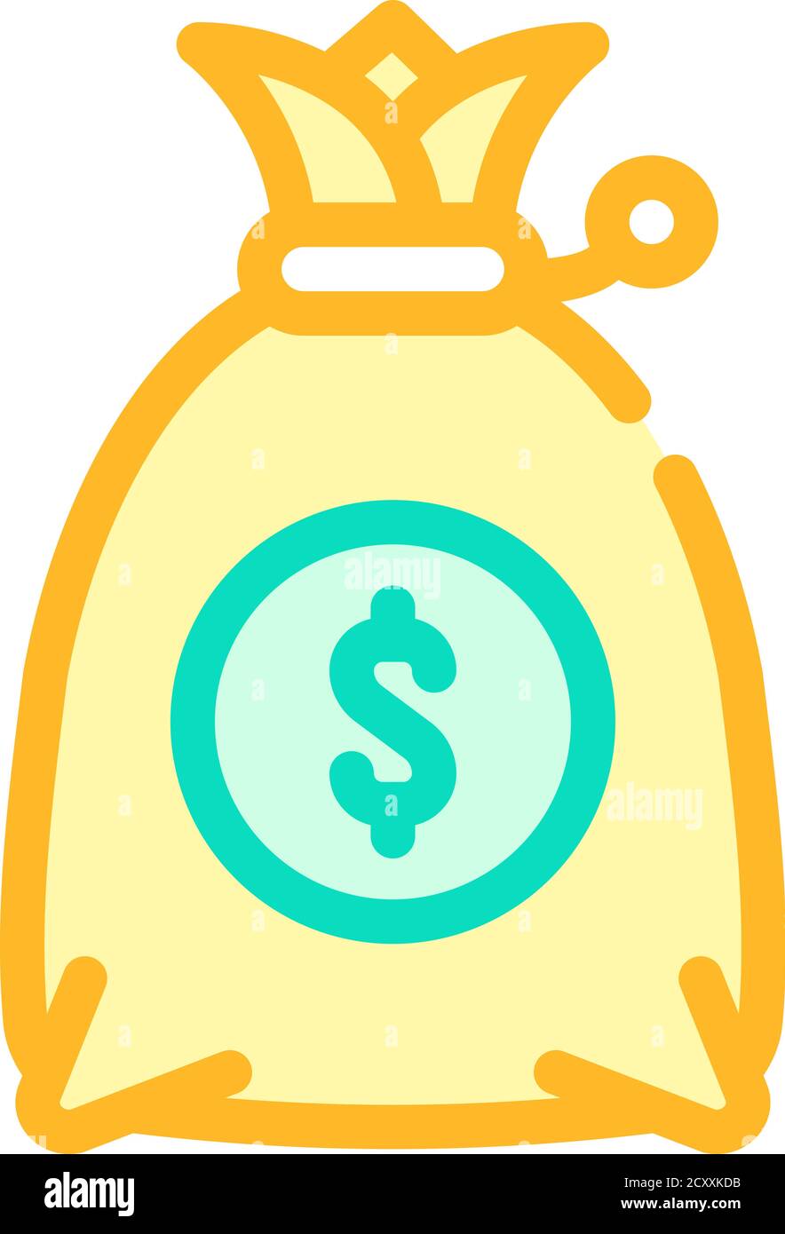 money bag color icon vector flat illustration Stock Vector Image & Art ...