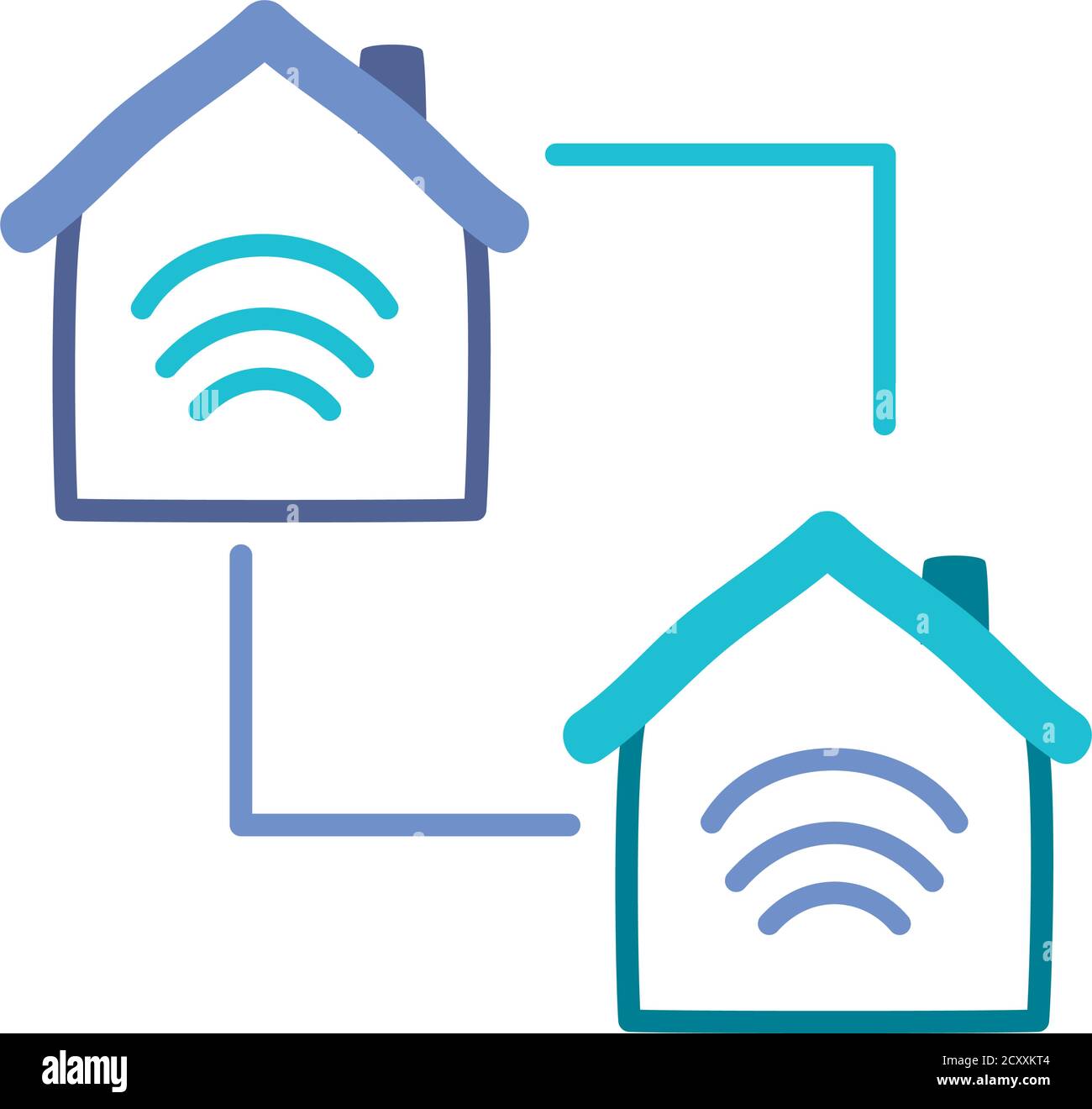houses with wifi signals icon over white background, flat style, vector ...