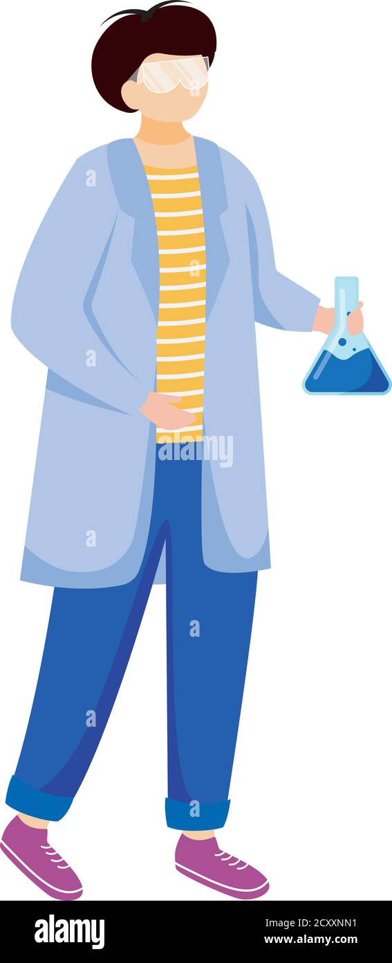 Science student in lab coat flat vector illustration Stock Vector Image ...