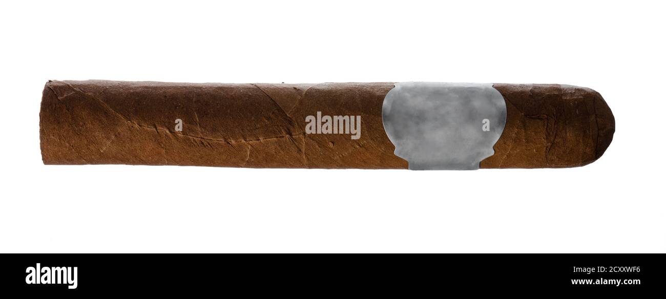 One hand rolled cigar isolated on white Stock Photo - Alamy
