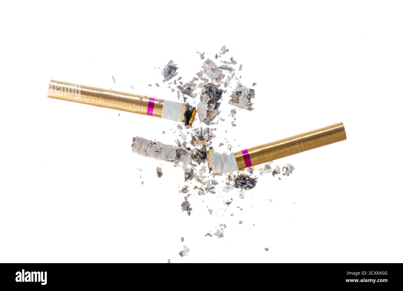 Extinguished butt of cigarette isolated on white Stock Photo - Alamy