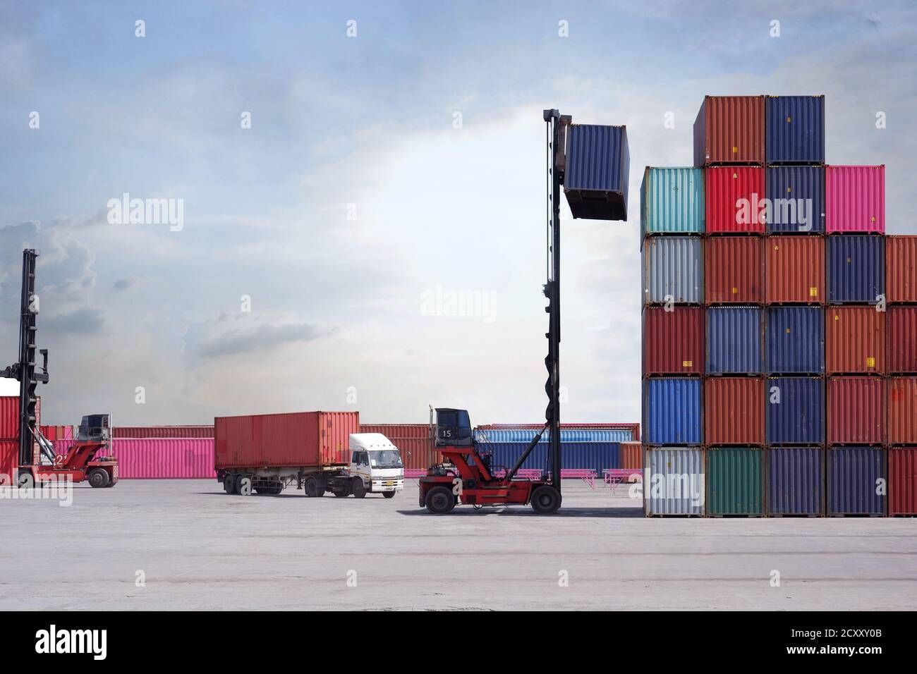 Containers on the jetty International shipping Stock Photo - Alamy