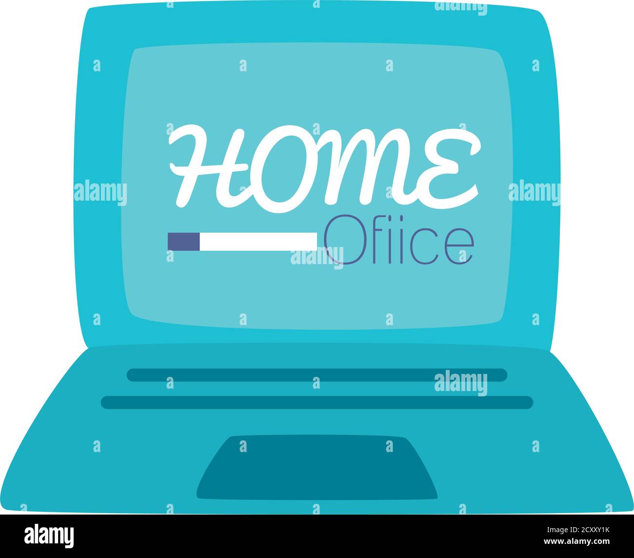 laptop computer with home office lettering design over white background ...