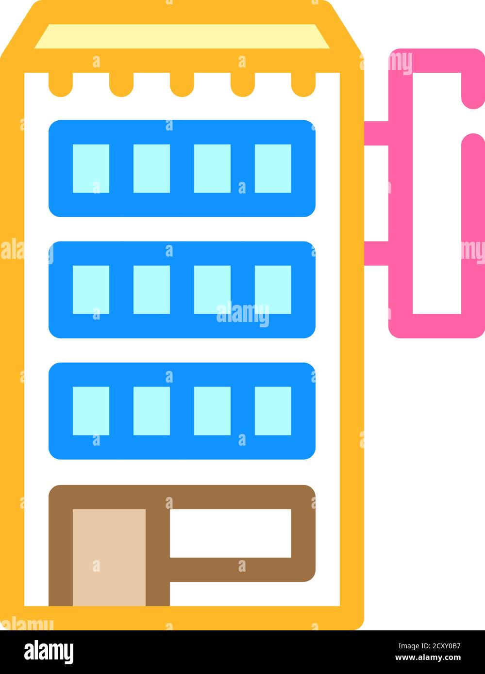 hotel building color icon vector flat illustration Stock Vector Image ...