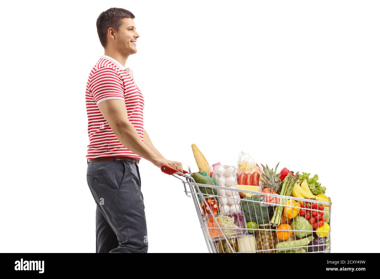 Man pushing grocery cart hi-res stock photography and images - Alamy