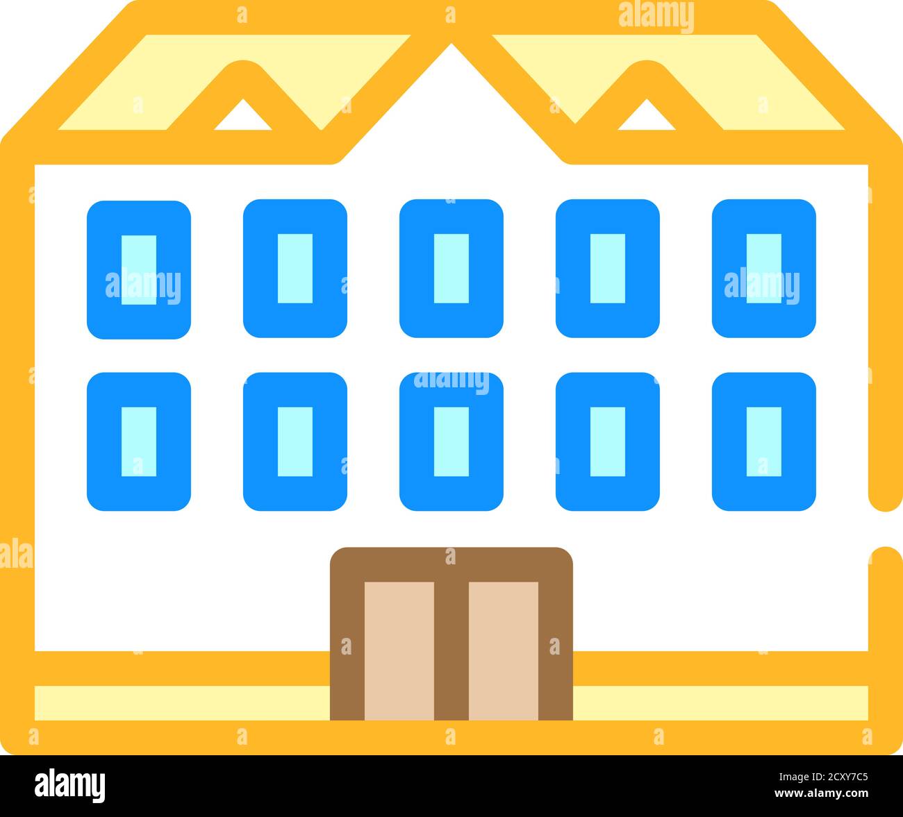 school building color icon vector flat illustration Stock Vector Image ...