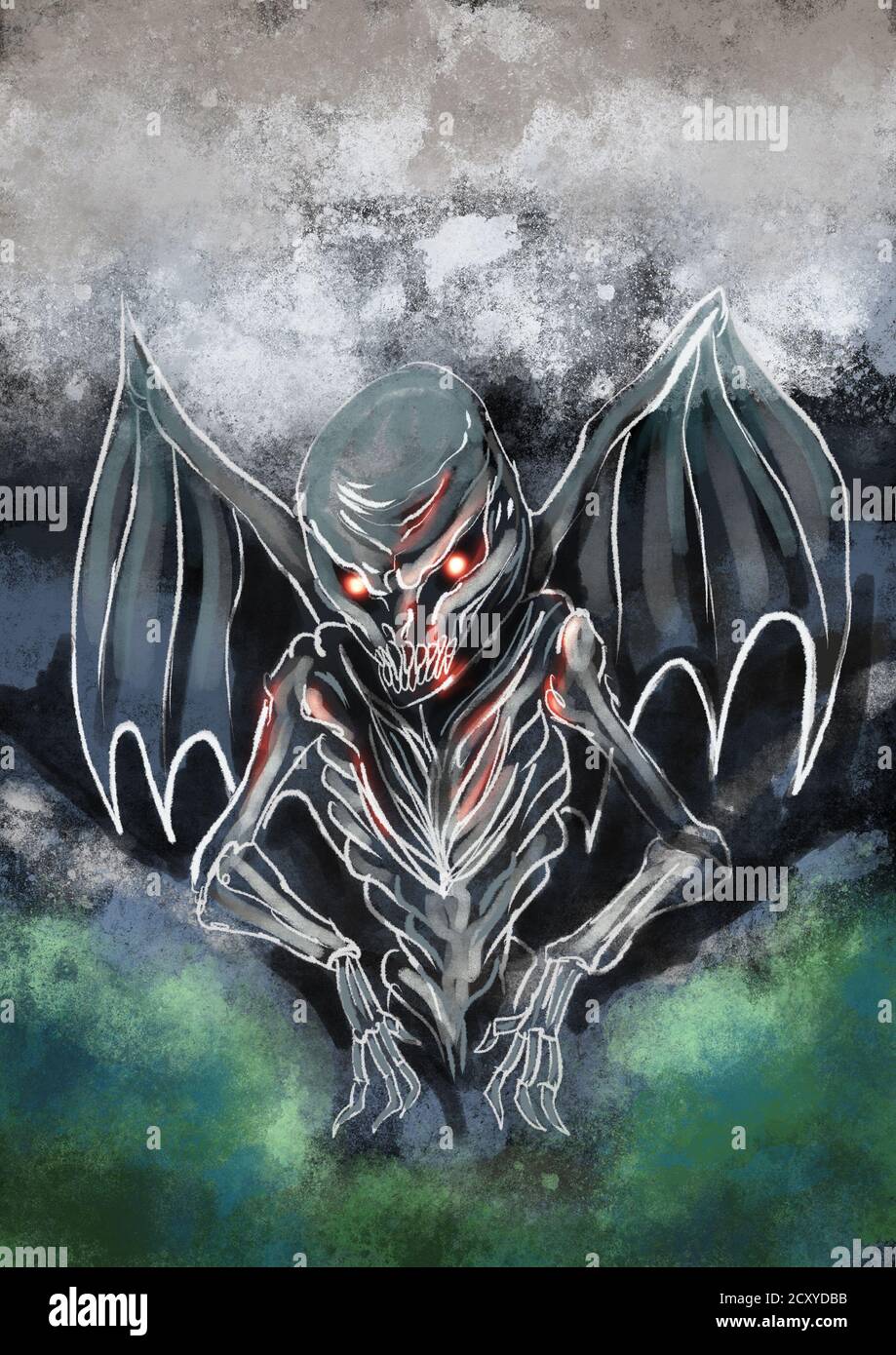 Mothman monster illustration Stock Photo - Alamy