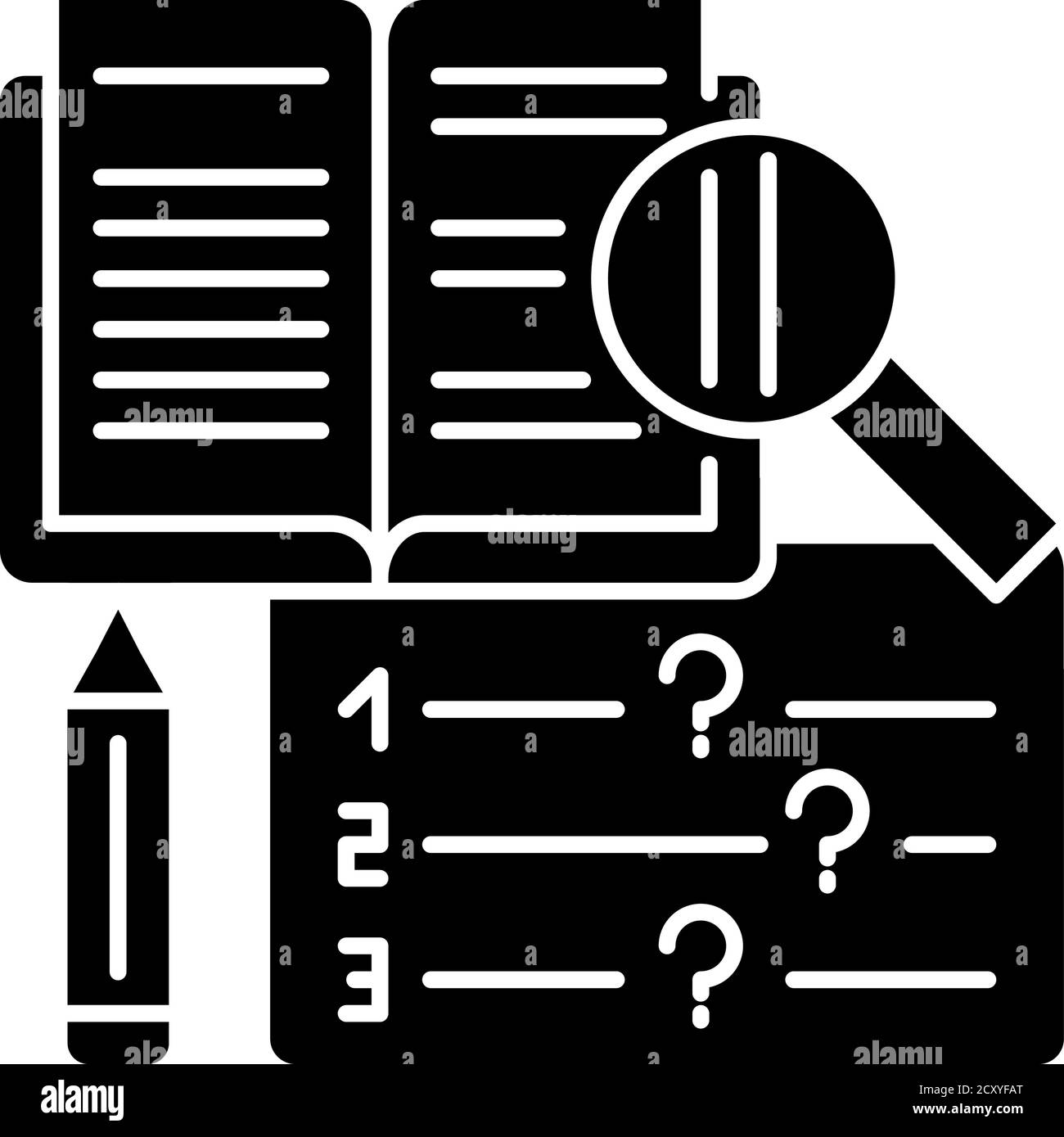 Reading examination black glyph icon Stock Vector Image & Art - Alamy