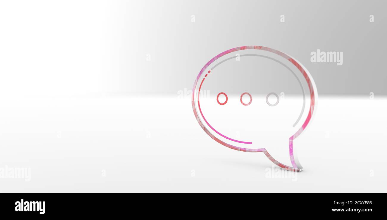 Three-dimensional, outline comment icon. 3D illustration, 3D rendering ...