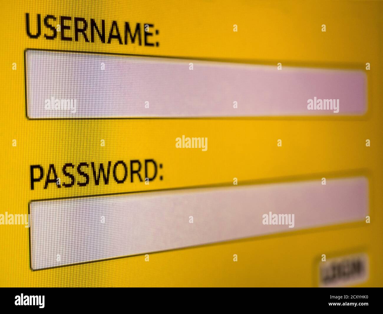 Closeup of login and password screen on LED pc display Stock Photo - Alamy