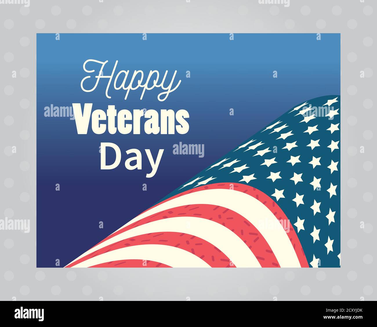 happy veterans day, american flag banner on gray dots background vector ...