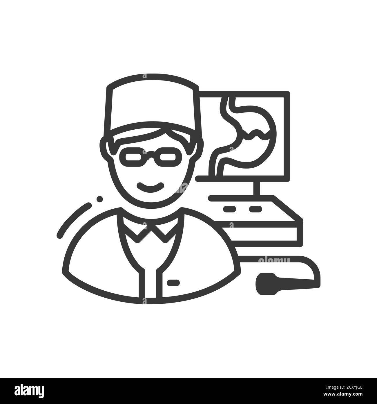 Gastroenterologist - vector line design single isolated icon Stock ...