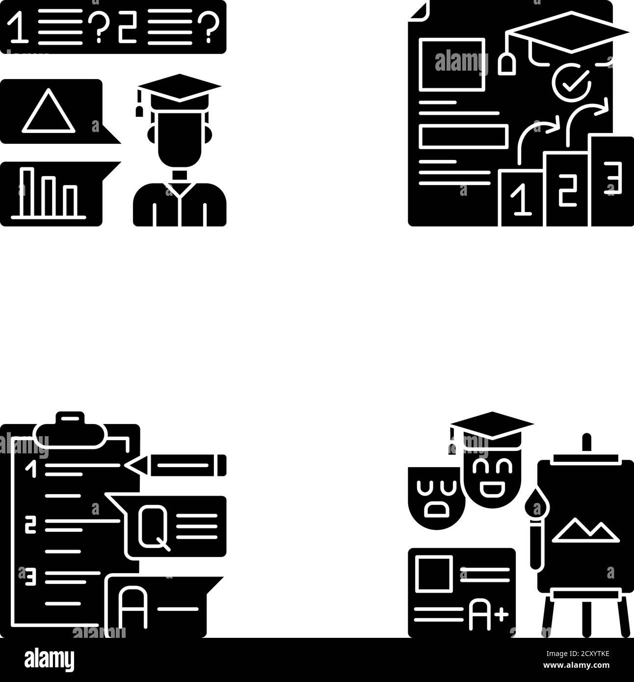 Questioning checklist black glyph icons set on white space Stock Vector ...