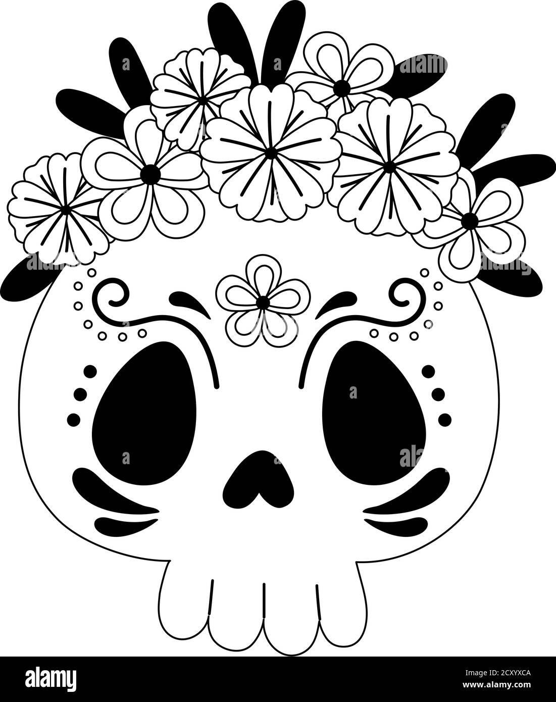 day of the dead, sugar skull catrina with flowers mexican celebration ...