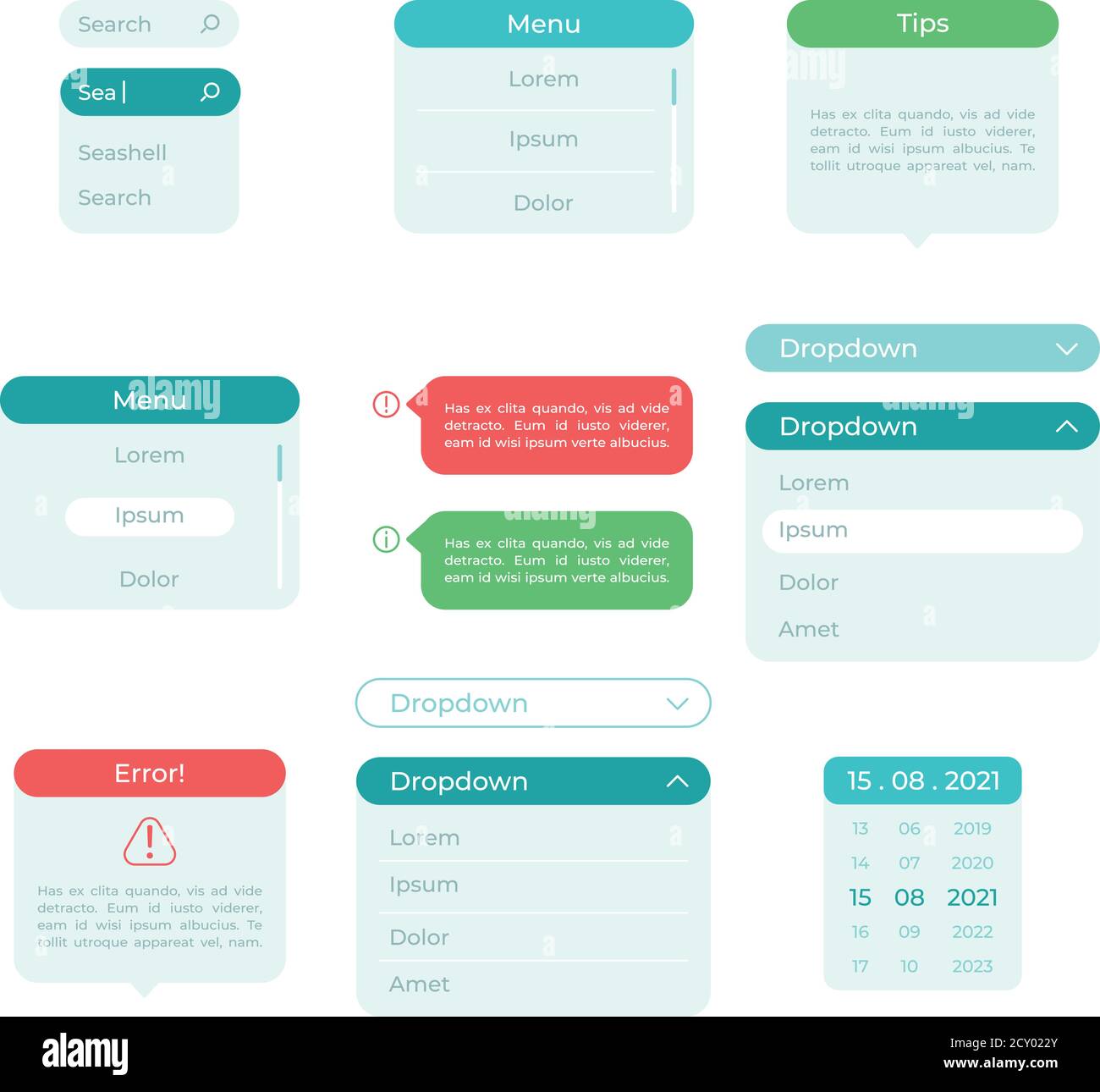 Panels UI elements kit Stock Vector Image & Art - Alamy