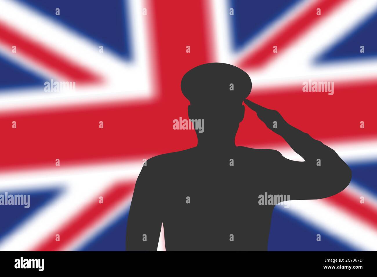 Solder silhouette on blur background with Britain flag Stock Vector ...