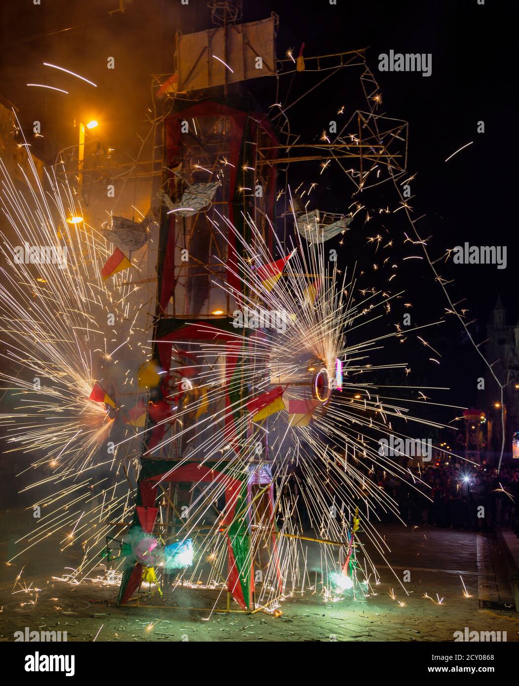 Wild fireworks Castles are common at Ecuadorian celebrations Stock ...