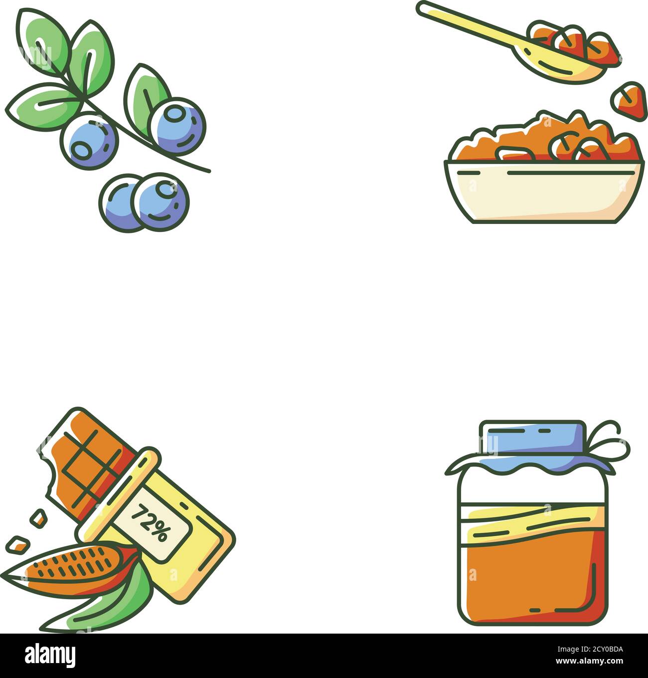 Healthy vegetarian meals RGB color icons set Stock Vector Image & Art ...