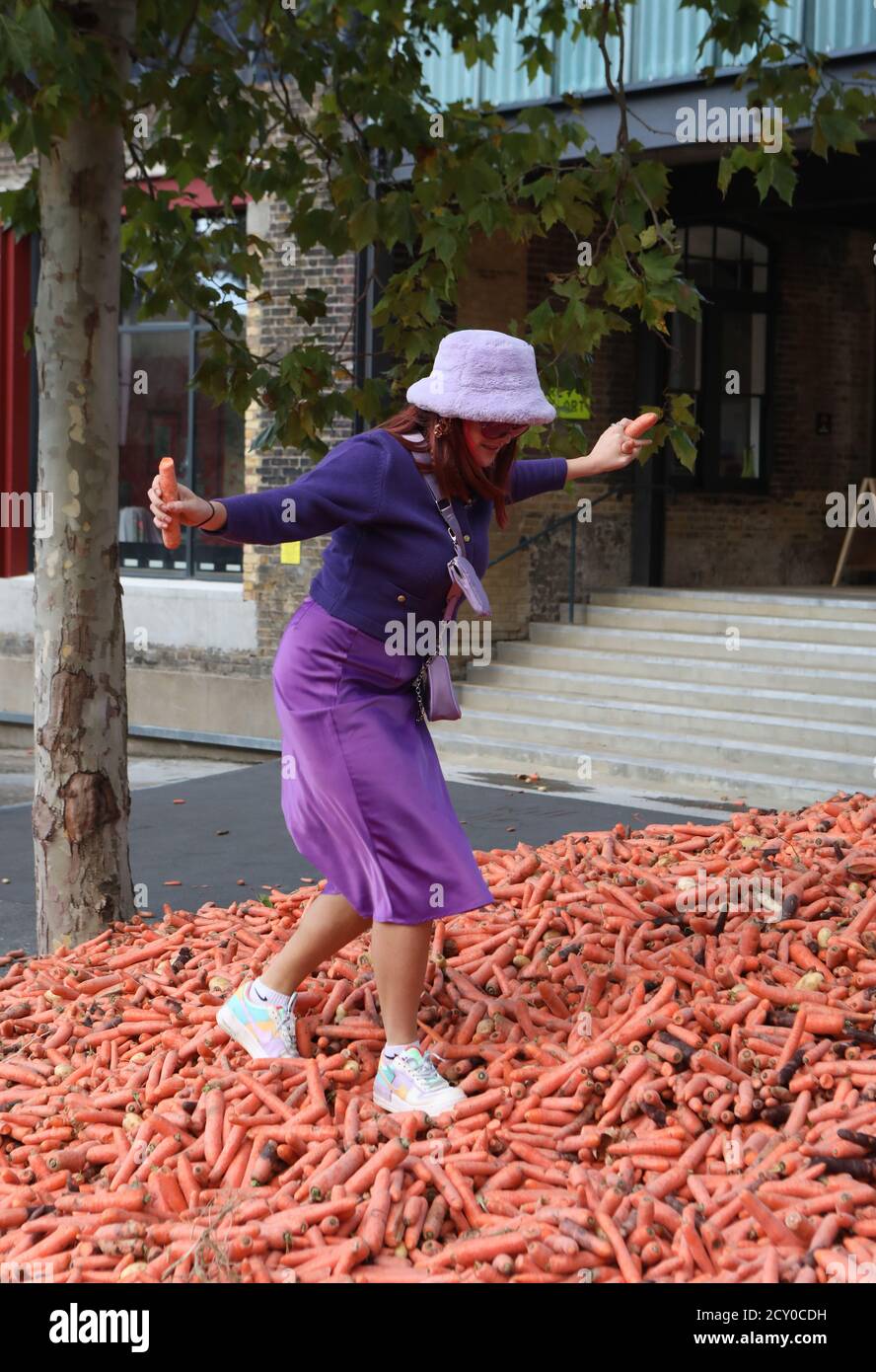 Student Lauren Gallagher with the art installation 'Grounding' by ...