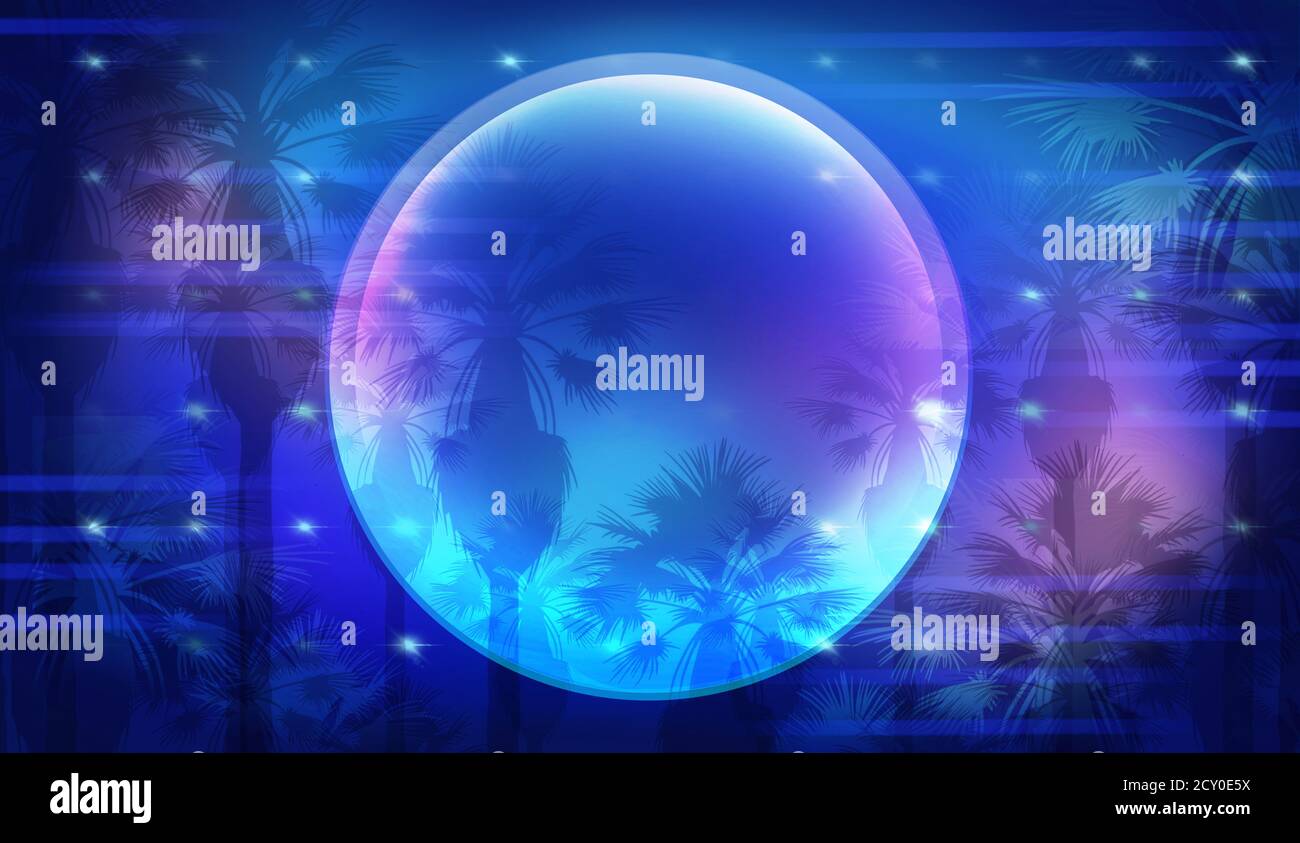 Glowing orb in jungle illustration. Glowing circle in blue Stock Photo ...