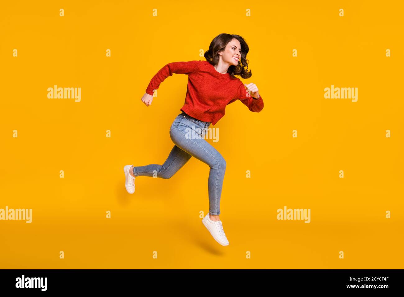 Full length body size view of her she nice attractive lovely purposeful ...