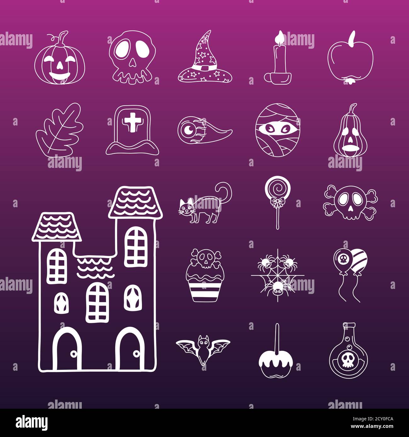 bundle of halloween set icons and haunted castle vector illustration ...