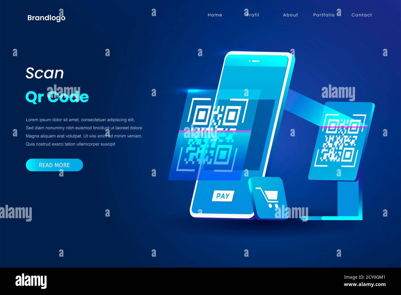 QR code payment illustration landing page. This design can be used for ...