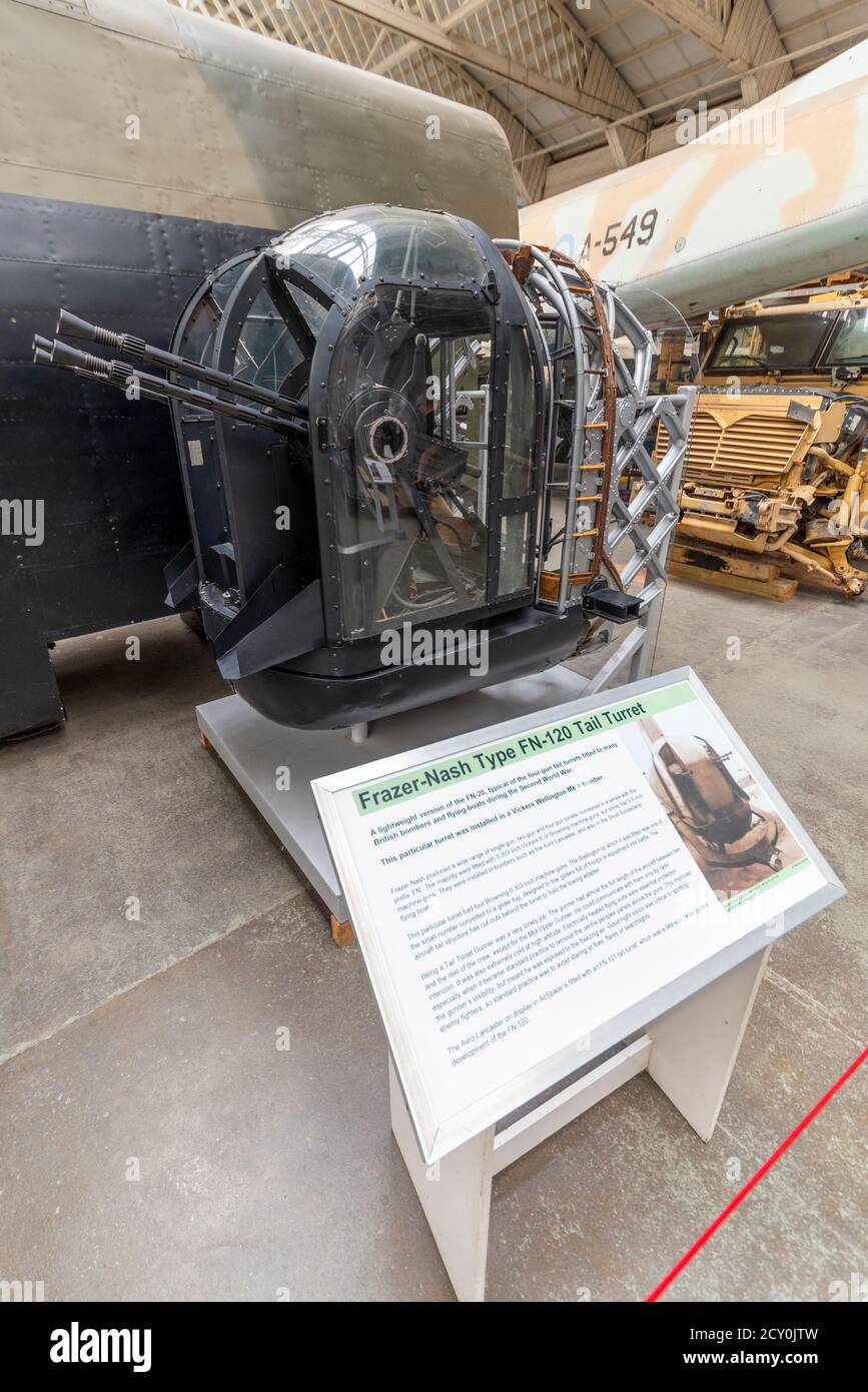 Frazer Nash gun turret at Imperial War Museum, Duxford, Cambridge, UK ...