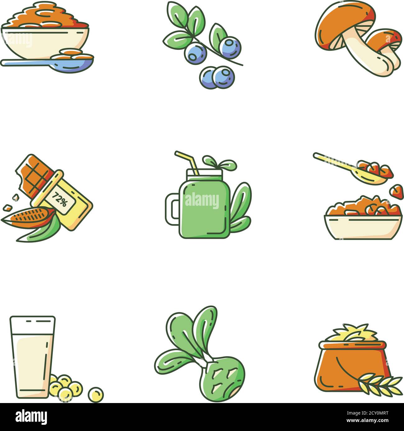 Vegetarian meals RGB color icons set Stock Vector Image & Art - Alamy