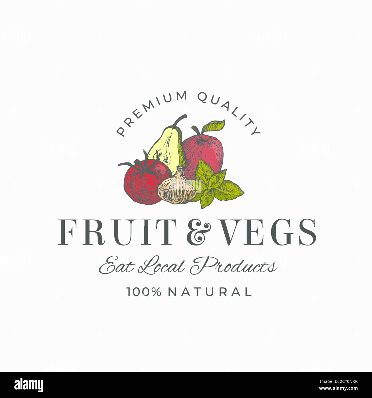 Eat Local Fruits and Vegetables Abstract Vector Sign, Symbol or Logo ...