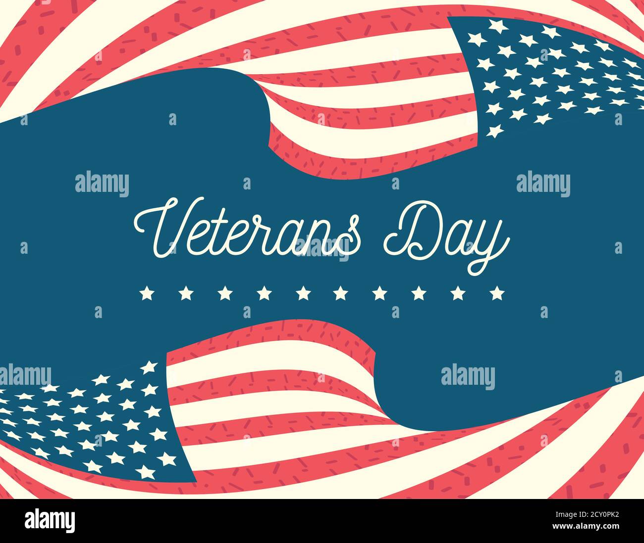 happy veterans day, waving flags US forces memorial vector illustration ...